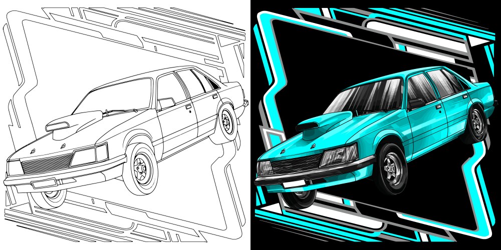 Blue drag racing car with white strip Royalty Free Vector