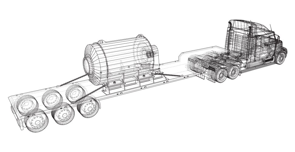 Semi trailer empty no container isometric truck Vector Image