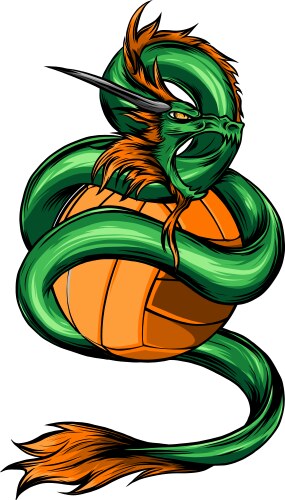 Dragon around soccer ball Royalty Free Vector Image