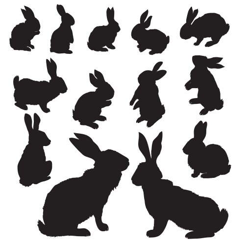 Rabbit set isolated on white background Royalty Free Vector