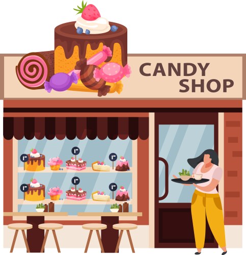 Cartoon candy shop a small cute market Royalty Free Vector