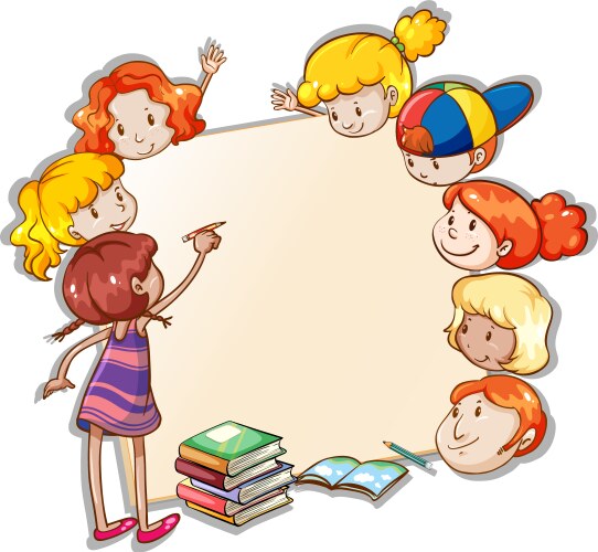 Many children reading books Royalty Free Vector Image