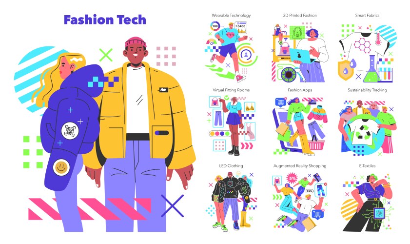 Fashion tech flat Royalty Free Vector Image - VectorStock