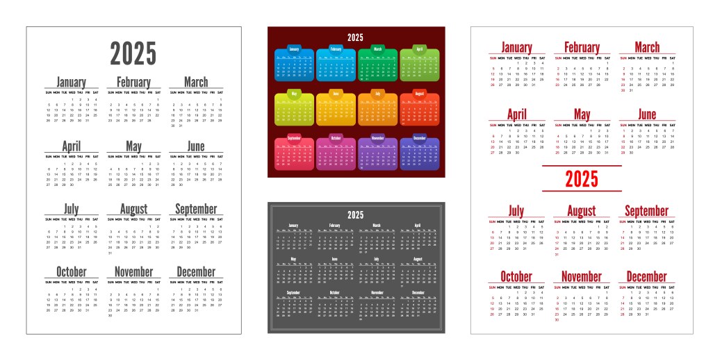 Rainbow calendar year 2025 Royalty Free Vector Image