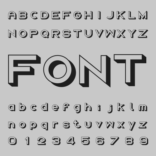 Shadow alphabet 3d font design letters Royalty Free Vector
