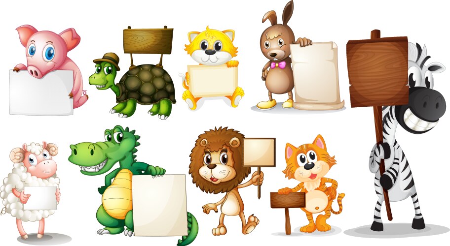Empty blackboard with various wild animals Vector Image