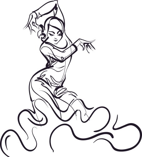 Image of flamenco dancer with fan Royalty Free Vector Image