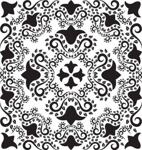 Floral folk outline seamless pattern Royalty Free Vector