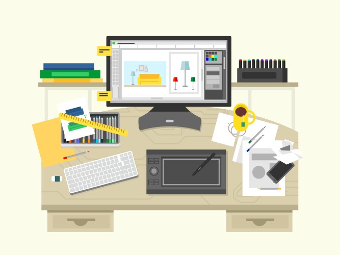 Work desk Royalty Free Vector Image - VectorStock