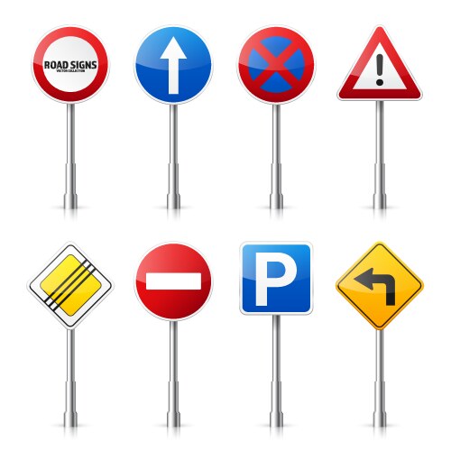 Traffic road realistic signs signage signal Vector Image
