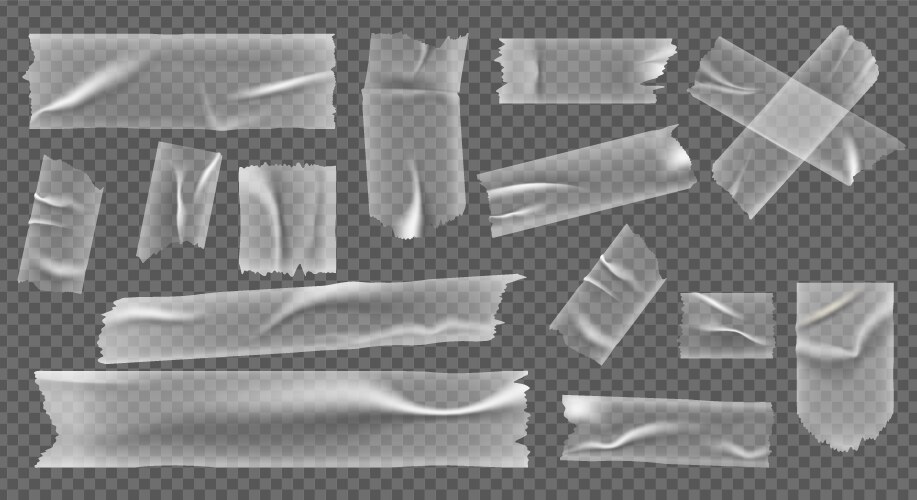 Transparent plastic sticky duct tapes pieces Vector Image