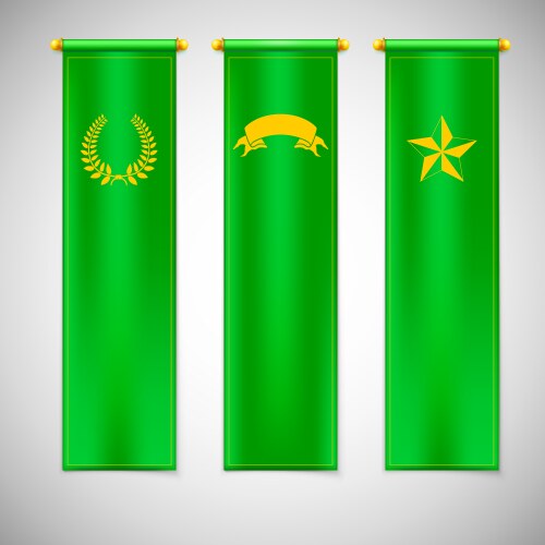 Vertical colored flags with emblems Royalty Free Vector