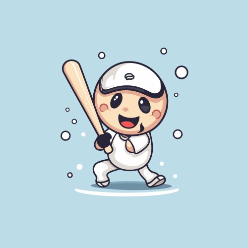 Baseball player cartoon mascot character design Vector Image