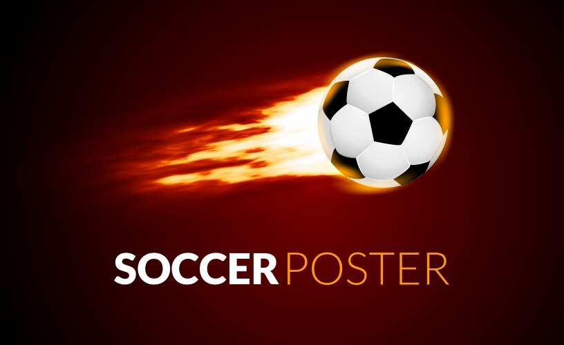 Realistic soccer ball on fire Royalty Free Vector Image