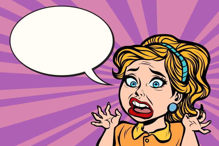 Hands stretched to anxious woman having panic Vector Image