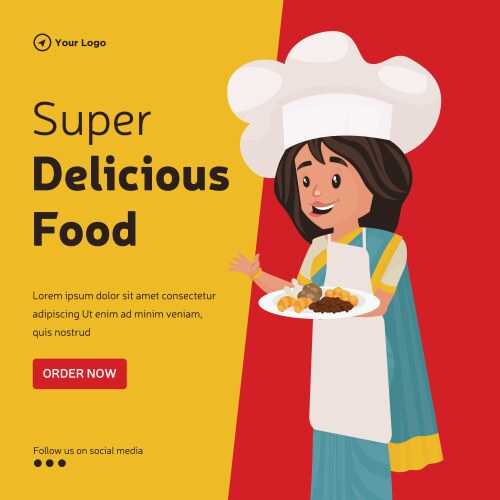 Banner design of chef lady Royalty Free Vector Image