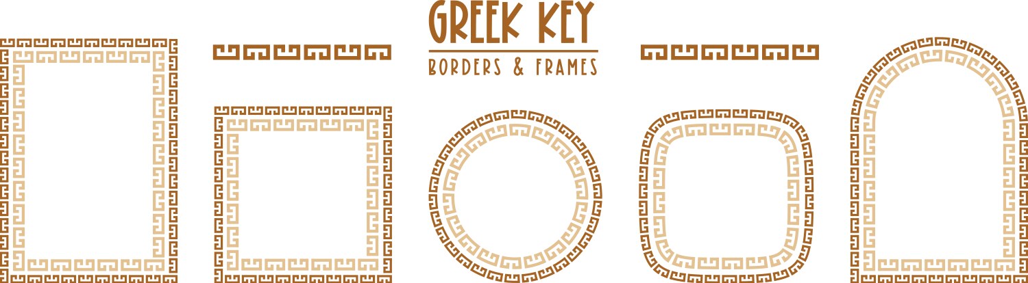 Greek key seamless border pattern collection Vector Image