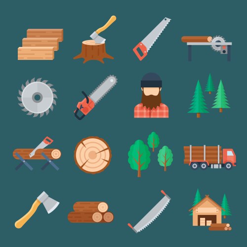 Line style icon collection - wood waste elements Vector Image