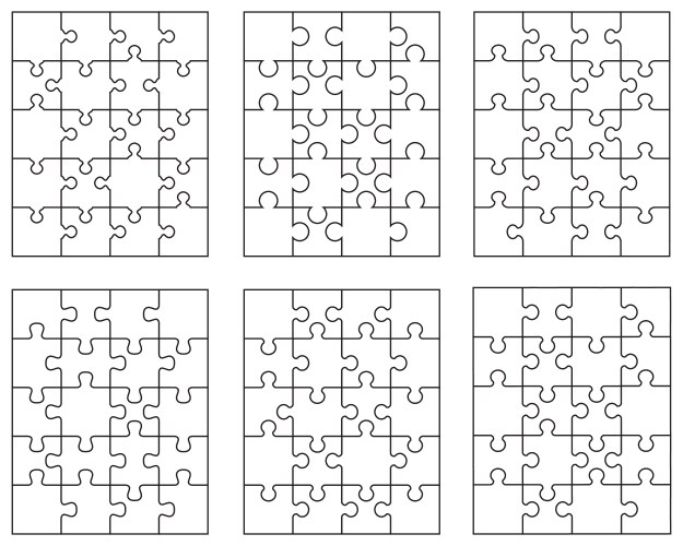 Six piece puzzle Vector Images & Graphics for Commercial Use | VectorStock