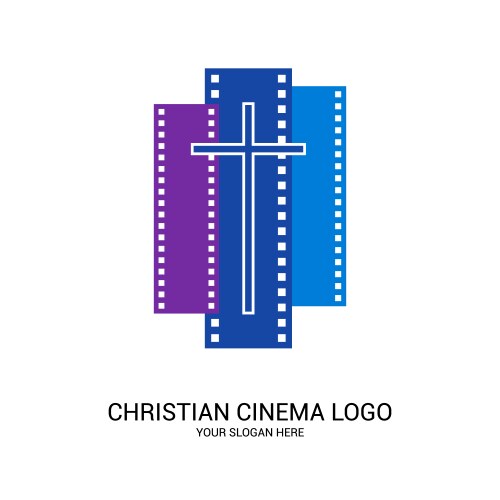 Christian cinema logo Royalty Free Vector Image
