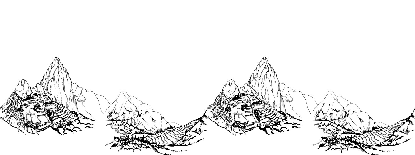Hand drawn ink mountain landscape scenery Vector Image