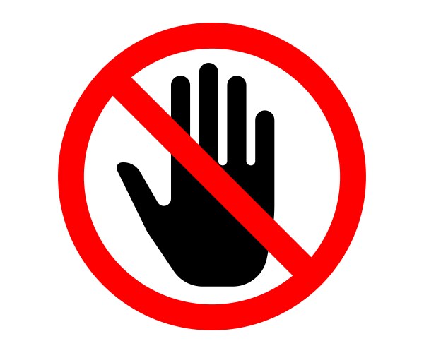 Stop hand no entry sign icon Royalty Free Vector Image
