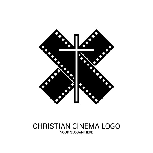 Christian cinema logo Royalty Free Vector Image