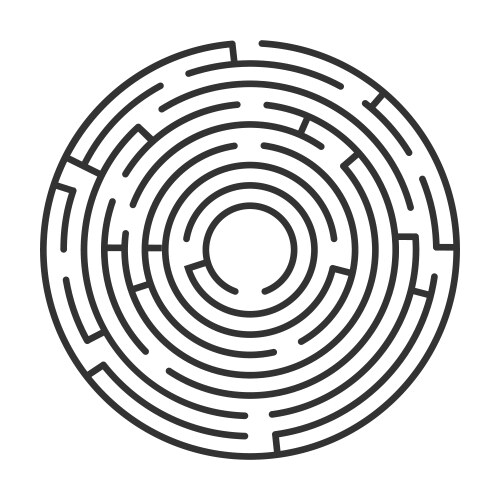 Black and white labyrinth maze outline Royalty Free Vector