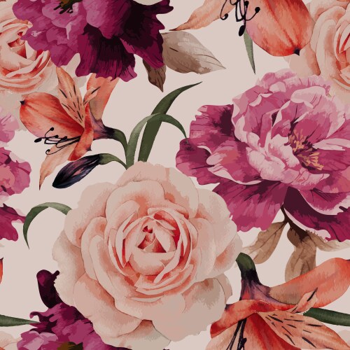Seamless floral pattern with roses in pastel – Royalty-Free Vector ...