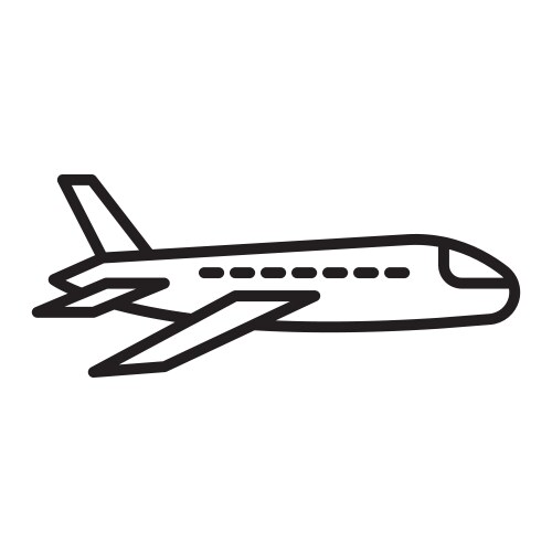 Airplane icon black line art Royalty Free Vector Image