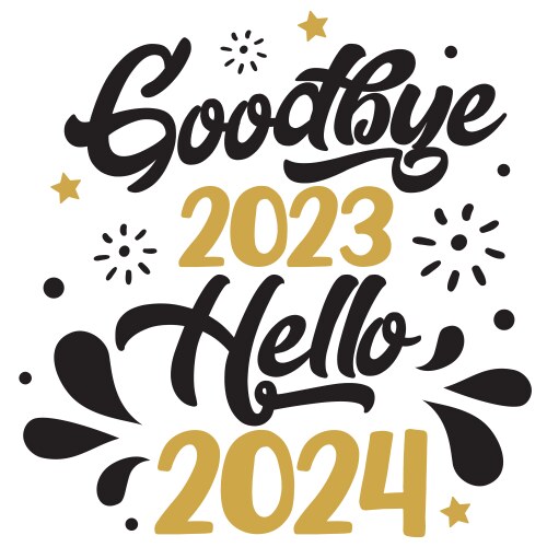 Goodbye 2024 hello 2025 typography Royalty Free Vector Image
