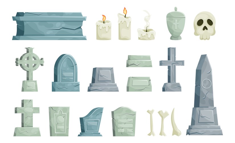 Cartoon graves gravestone ancient rip tombstone Vector Image