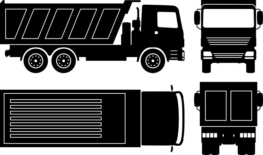 Dump Truck Black White Vector Images (over 1,500)