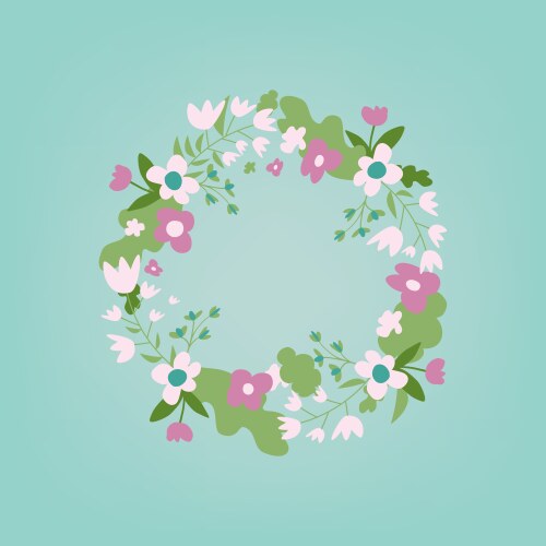 Spring flowers round frame floral wreath isolated Vector Image