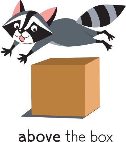 English prepositions of place for children Vector Image