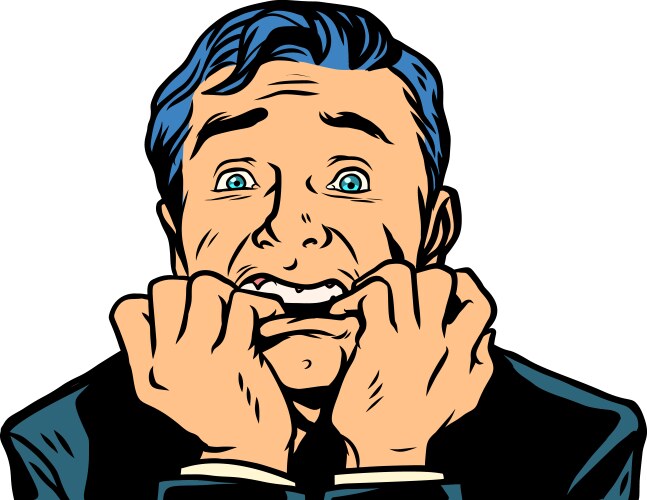 Man screams in horror isolated on white Royalty Free Vector