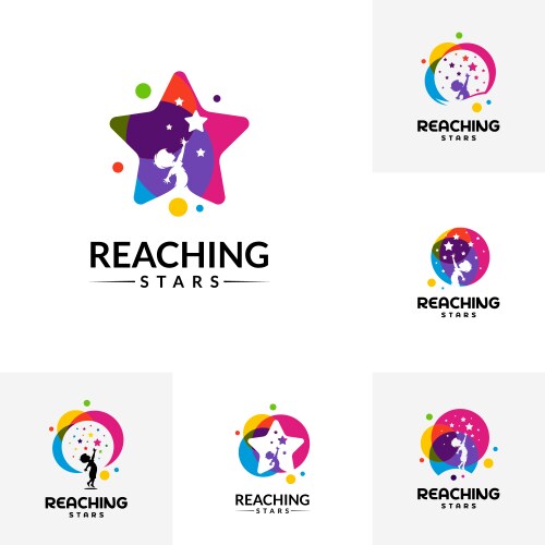 Reaching stars logo design template dream star Vector Image