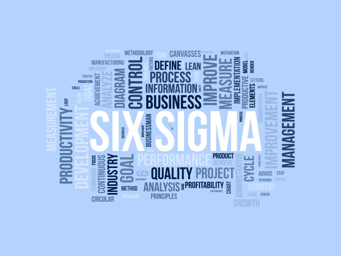 Six sigma wordcloud template business concept Vector Image