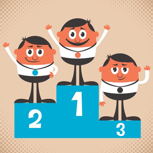 Winner podium colorful cartoon characters Vector Image