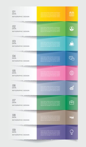 9 infographics rectangle paper index with data Vector Image