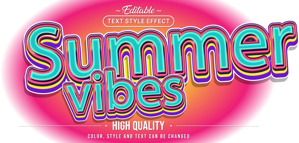 Editable Text Style Effect Summer Vacation Vector Image