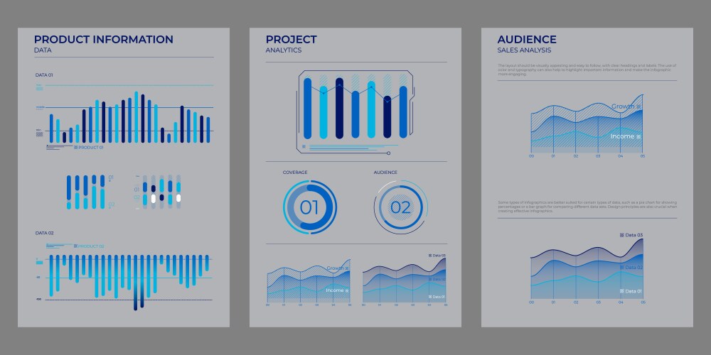 Pie data analysis charts in color elements Vector Image
