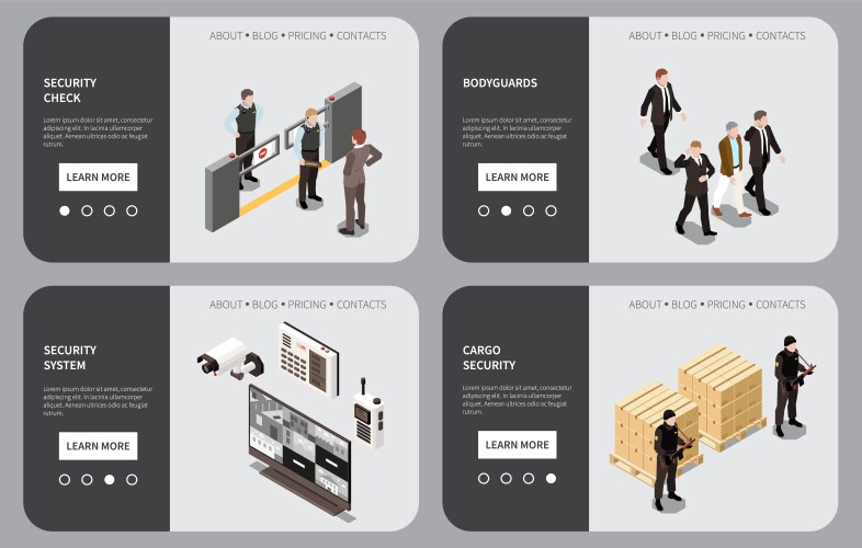 Security service 4 isometric icons square Vector Image