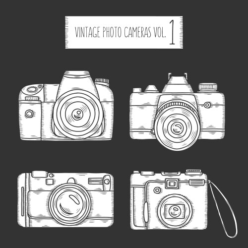 Hand drawn vintage photo frame doodle set Vector Image