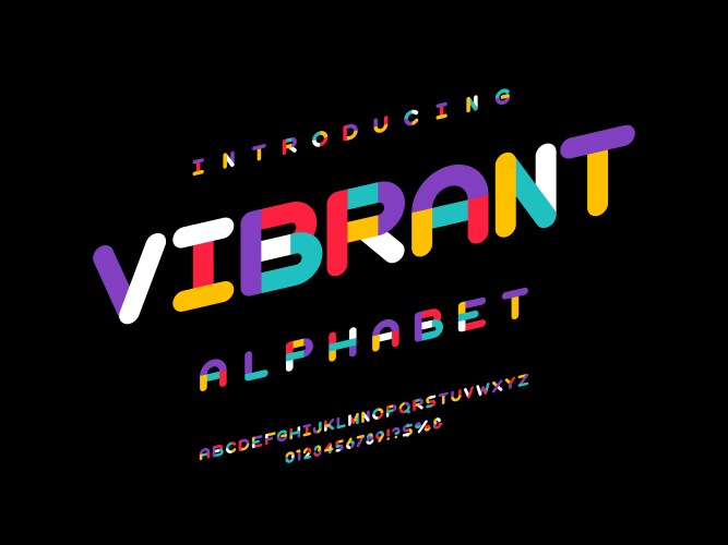Colorful font design alphabet letters and numbers Vector Image