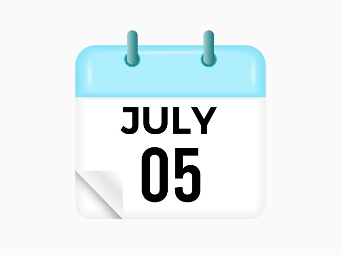July 5 - calendar and time planner daily Vector Image