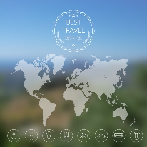 World map on abstract blurred background Vector Image