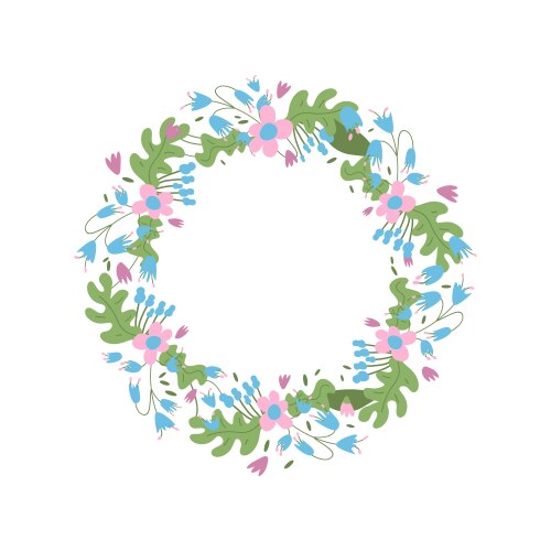 Botanic round frame set childish style border Vector Image