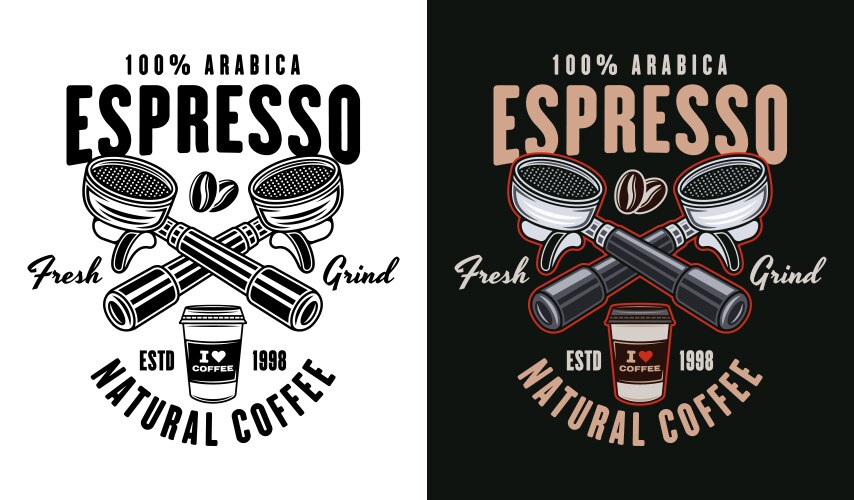 Espresso coffee emblem logo badge Royalty Free Vector Image