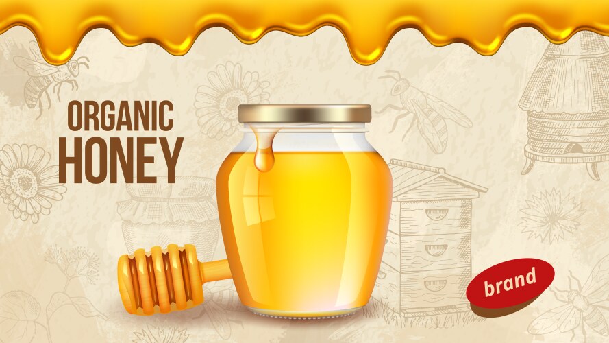 Wildflower honey ad banner Royalty Free Vector Image